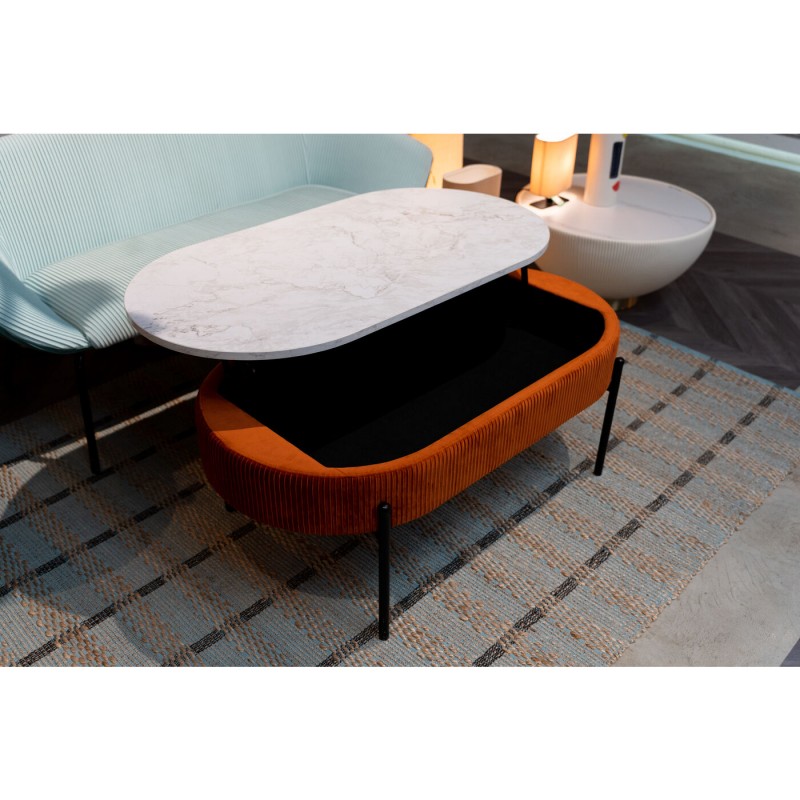 Table basse coffre en velours côtelé orange - Ballabile - Kare Design